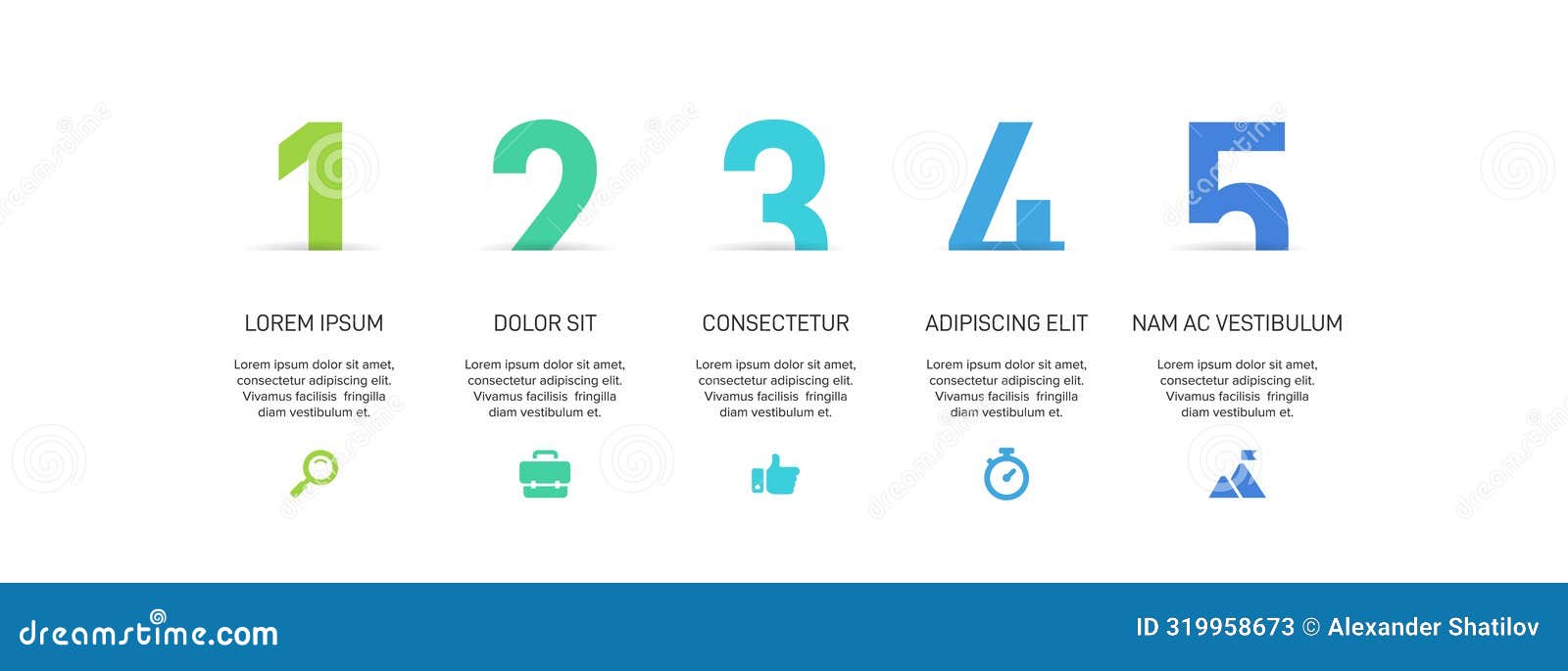 Horizontal Progress Bar Featuring 5 Arrow-shaped Elements, Symbolizing ...