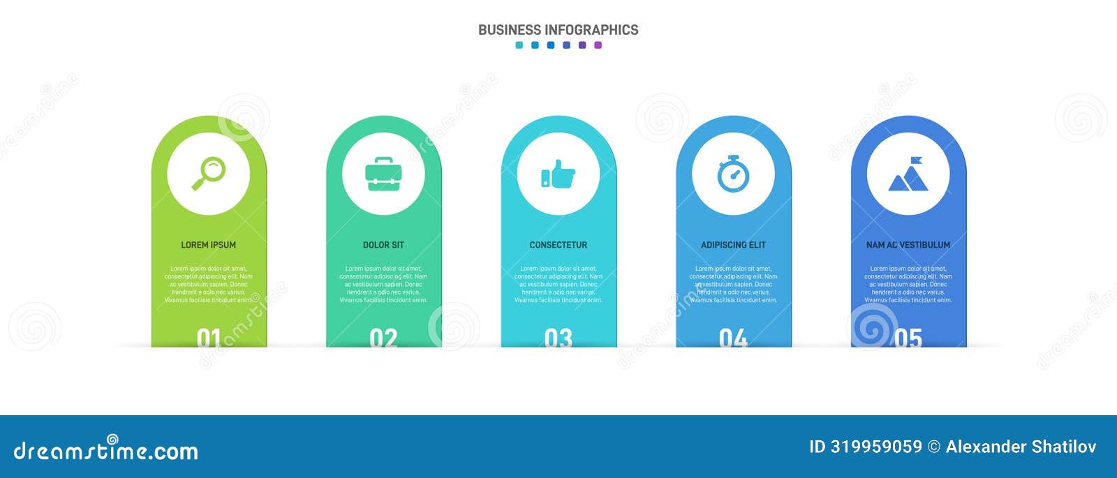 Horizontal Progress Bar Featuring 5 Arrow-shaped Elements, Symbolizing ...