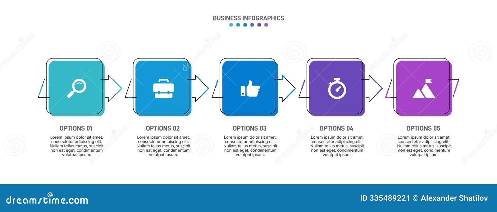 Horizontal Progress Bar Featuring 5 Arrow-shaped Elements, Symbolizing ...