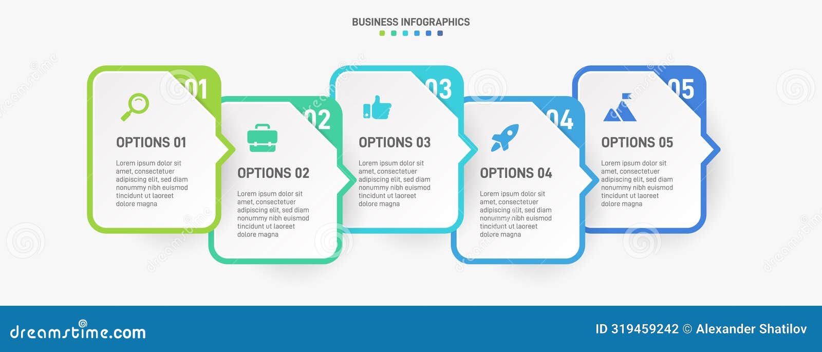 Horizontal Progress Bar Featuring 5 Arrow-shaped Elements, Symbolizing ...