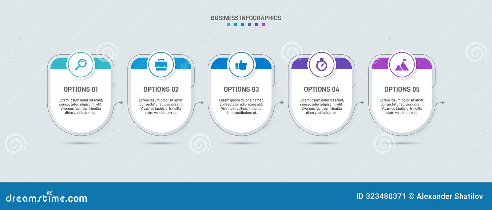 Horizontal Progress Bar Featuring 5 Arrow-shaped Elements, Symbolizing ...