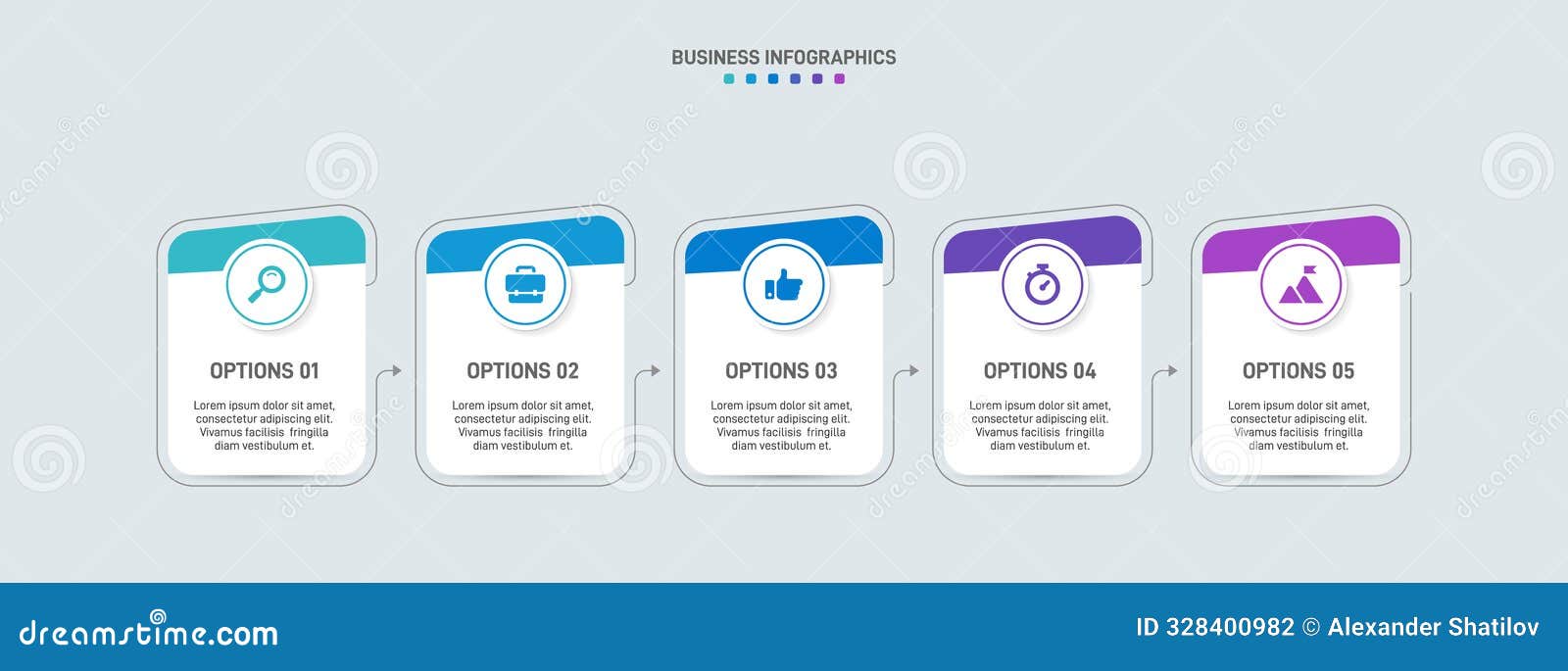 Horizontal Progress Bar Featuring 5 Arrow-shaped Elements, Symbolizing ...