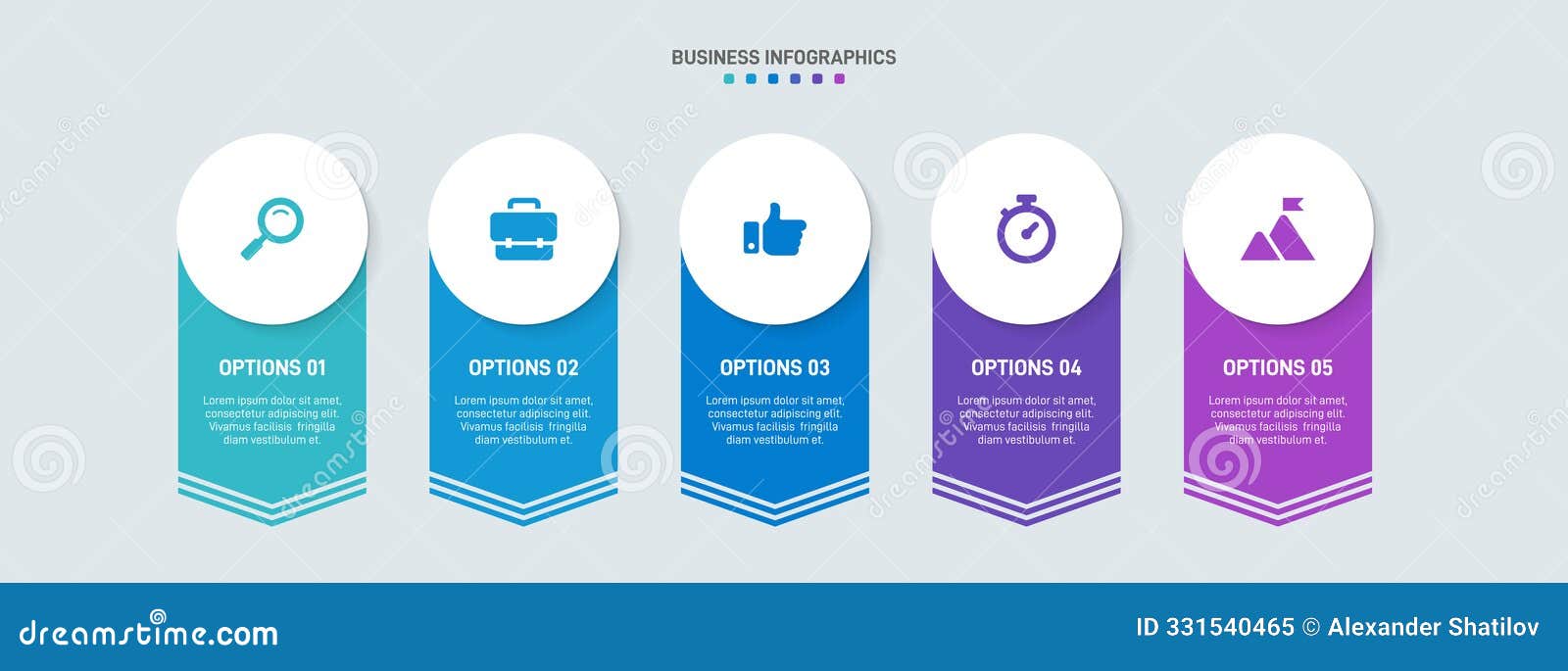 Horizontal Progress Bar Featuring 5 Arrow-shaped Elements, Symbolizing ...