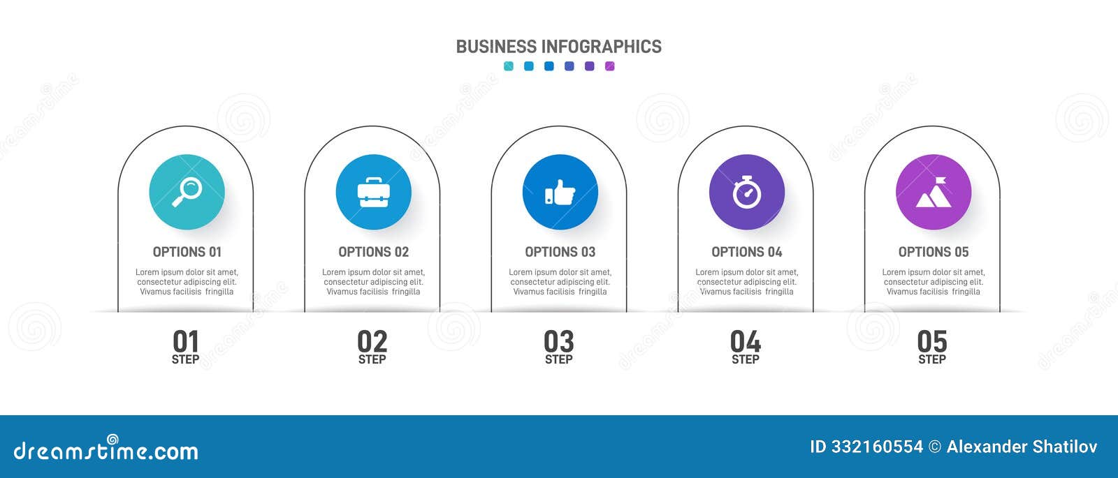 Horizontal Progress Bar Featuring 5 Arrow-shaped Elements, Symbolizing ...