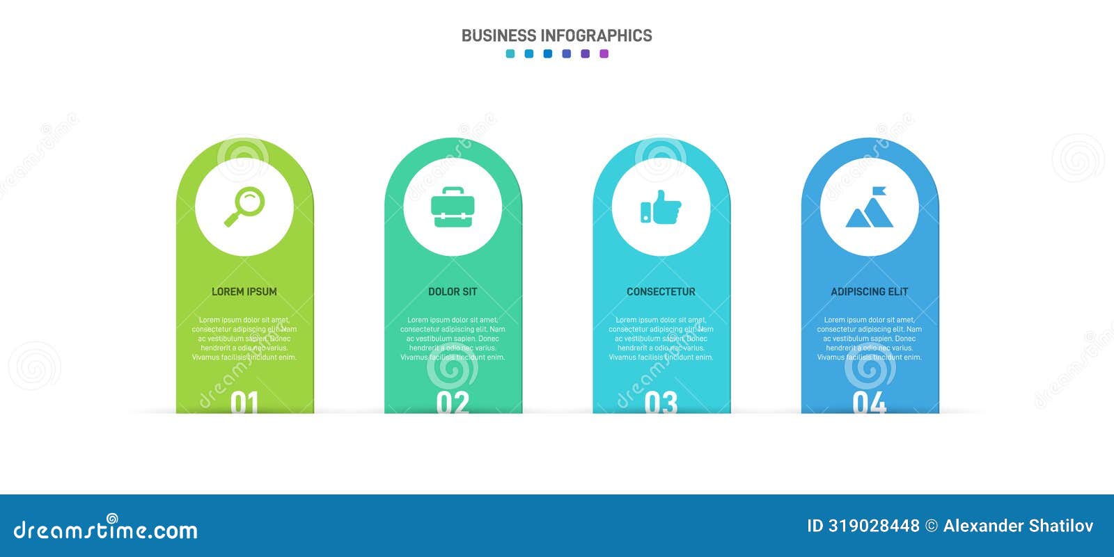 Horizontal Progress Bar Featuring 4 Arrow-shaped Elements, Symbolizing ...