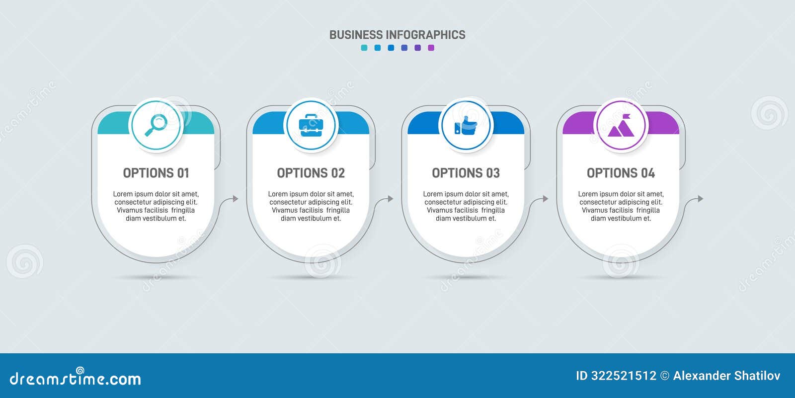 Horizontal Progress Bar Featuring 4 Arrow-shaped Elements, Symbolizing ...