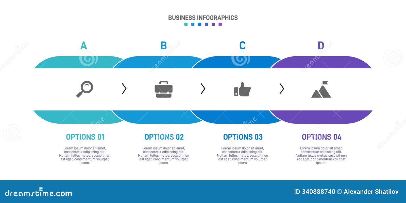 Horizontal Progress Bar Featuring 4 Arrow-shaped Elements, Symbolizing ...