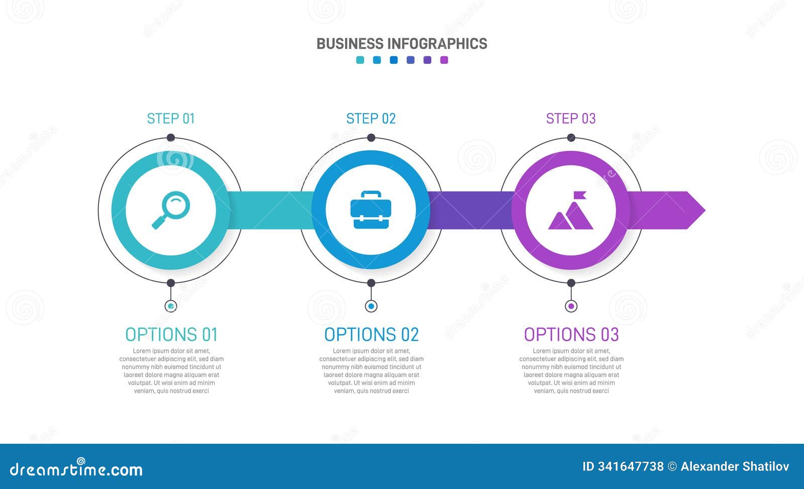 Horizontal Progress Bar Featuring 3 Arrow-shaped Elements, Symbolizing ...