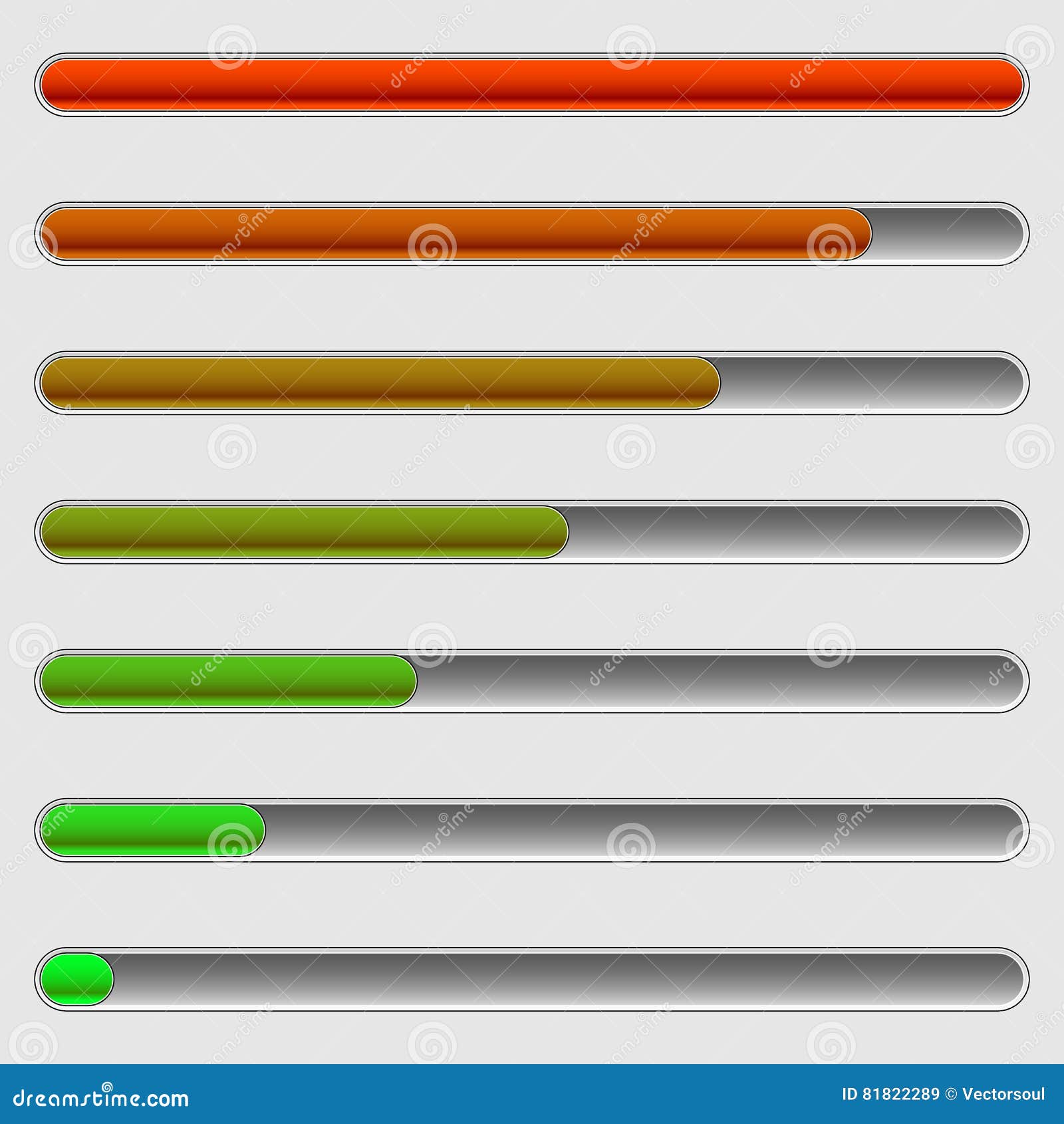 Horizontal Progress Bars. Completion, Loading, Phases Concepts. Vector ...