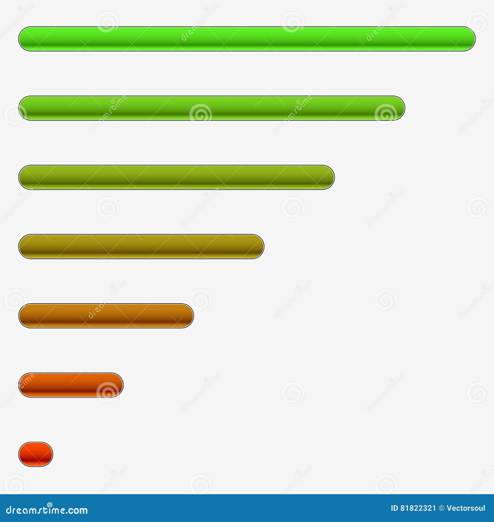 Horizontal Progress Bars. Completion, Loading, Phases Concepts. Cartoon ...