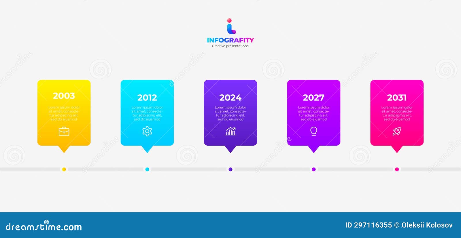 Horizontal Progress Diagram with 5 Elements. Concept of Five Steps of ...