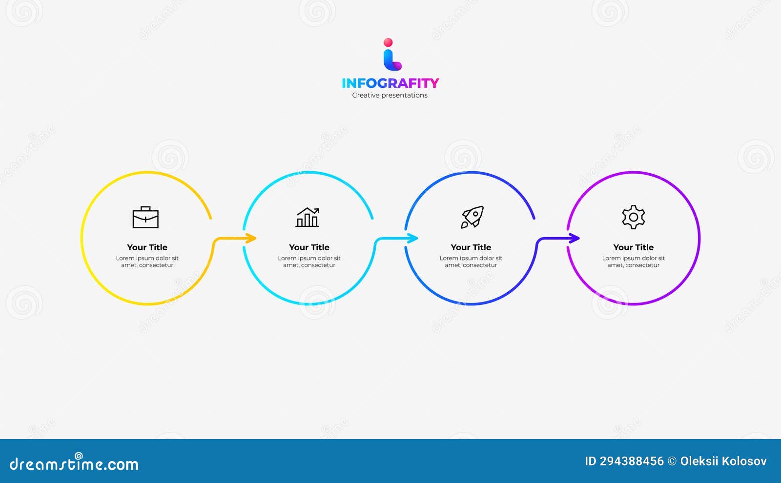 Horizontal Progress Diagram with Four Outline Elements. Concept of 4 ...