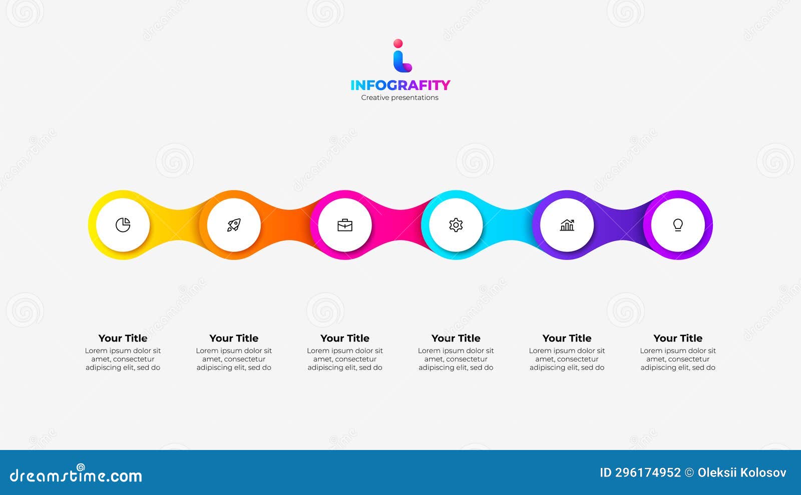 Horizontal Progress Diagram with Six Circles. Concept of 6 Steps of ...