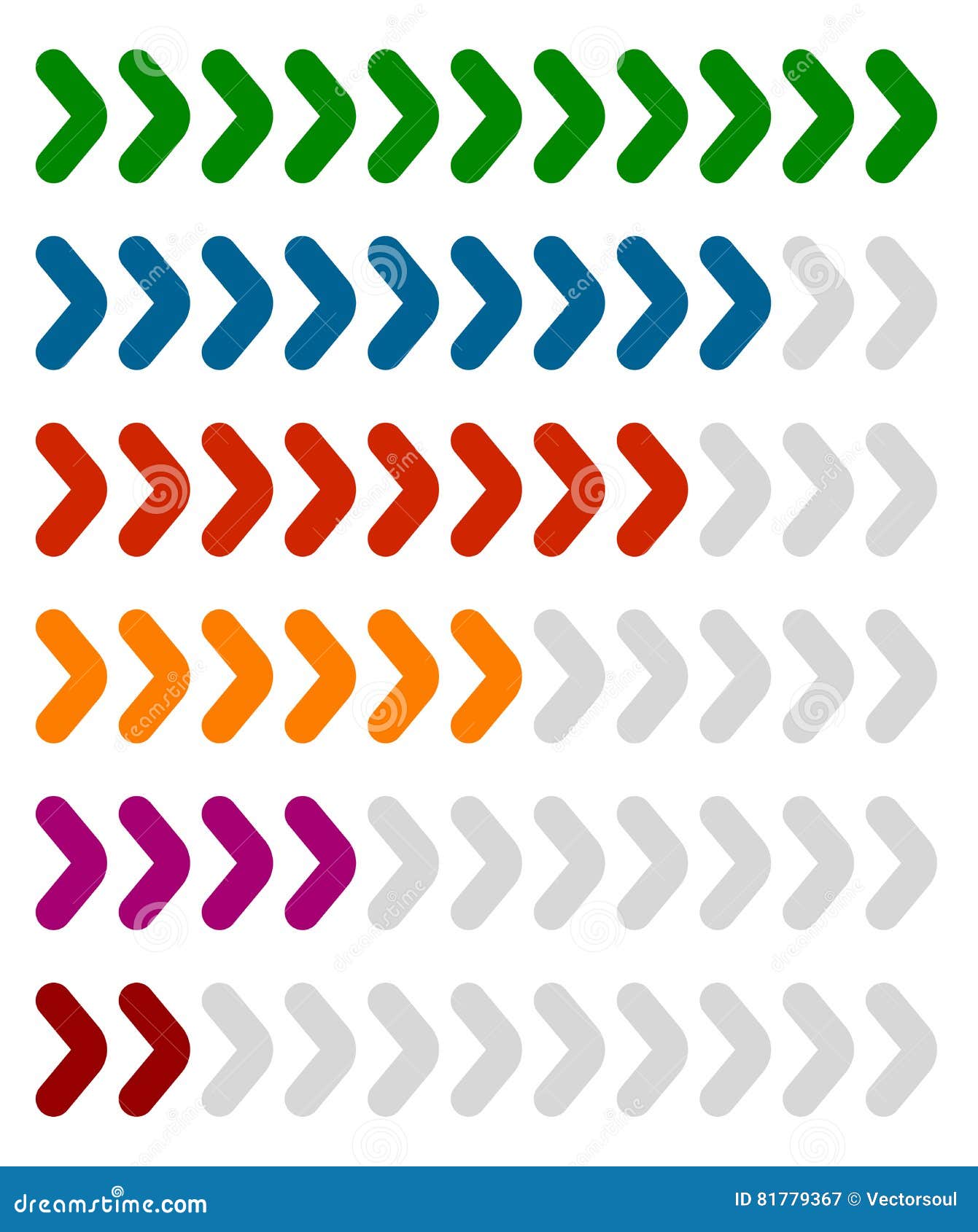 Horizontal Progress Bars. Completion, Loading, Phases Concepts. Vector ...