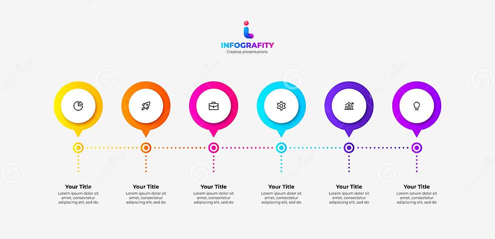 Horizontal Progress Visualization with 6 Steps, Options or Processes ...