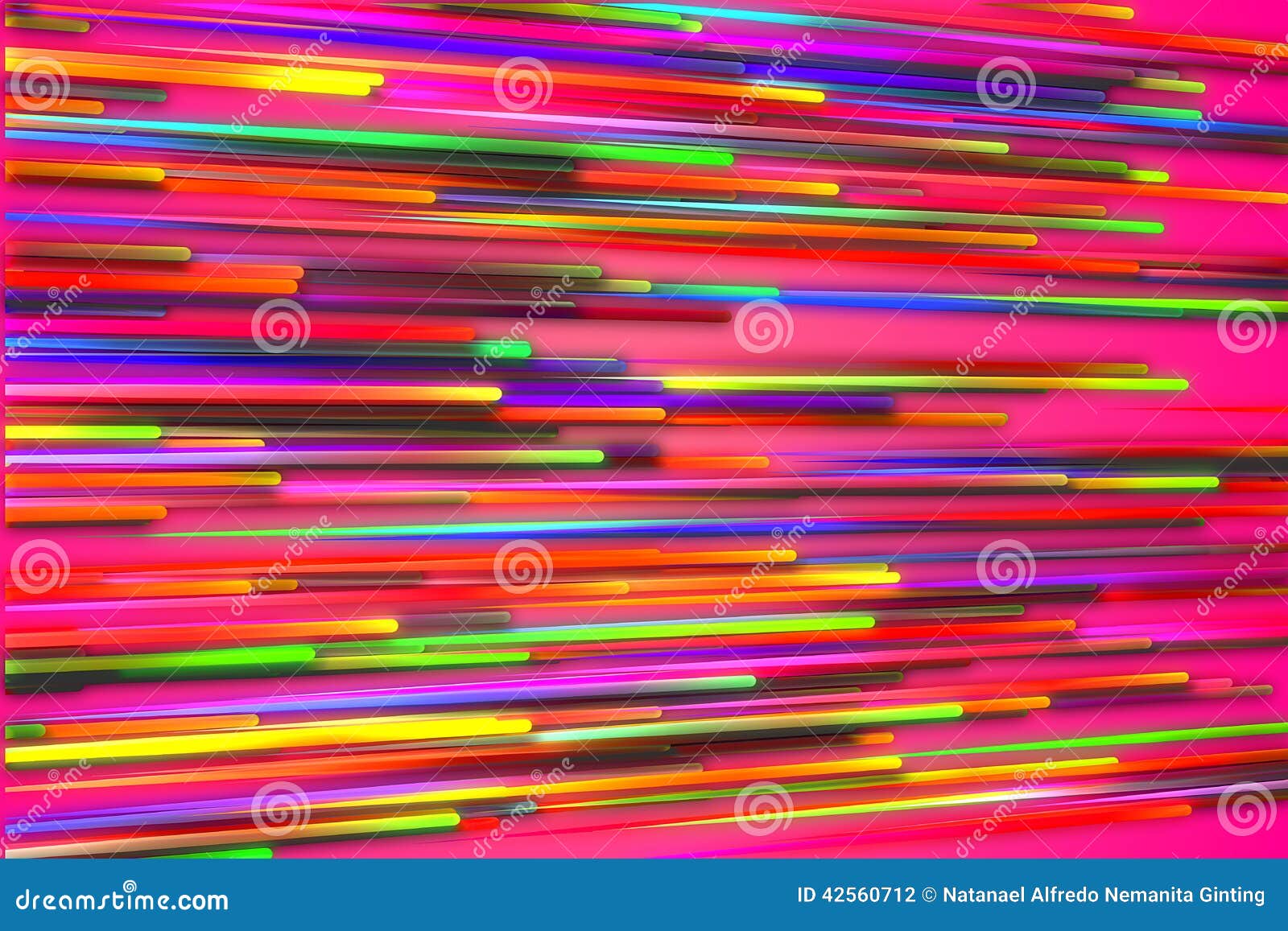Horizontal Rainbow Straight Line Glow Pink Background Stock ...