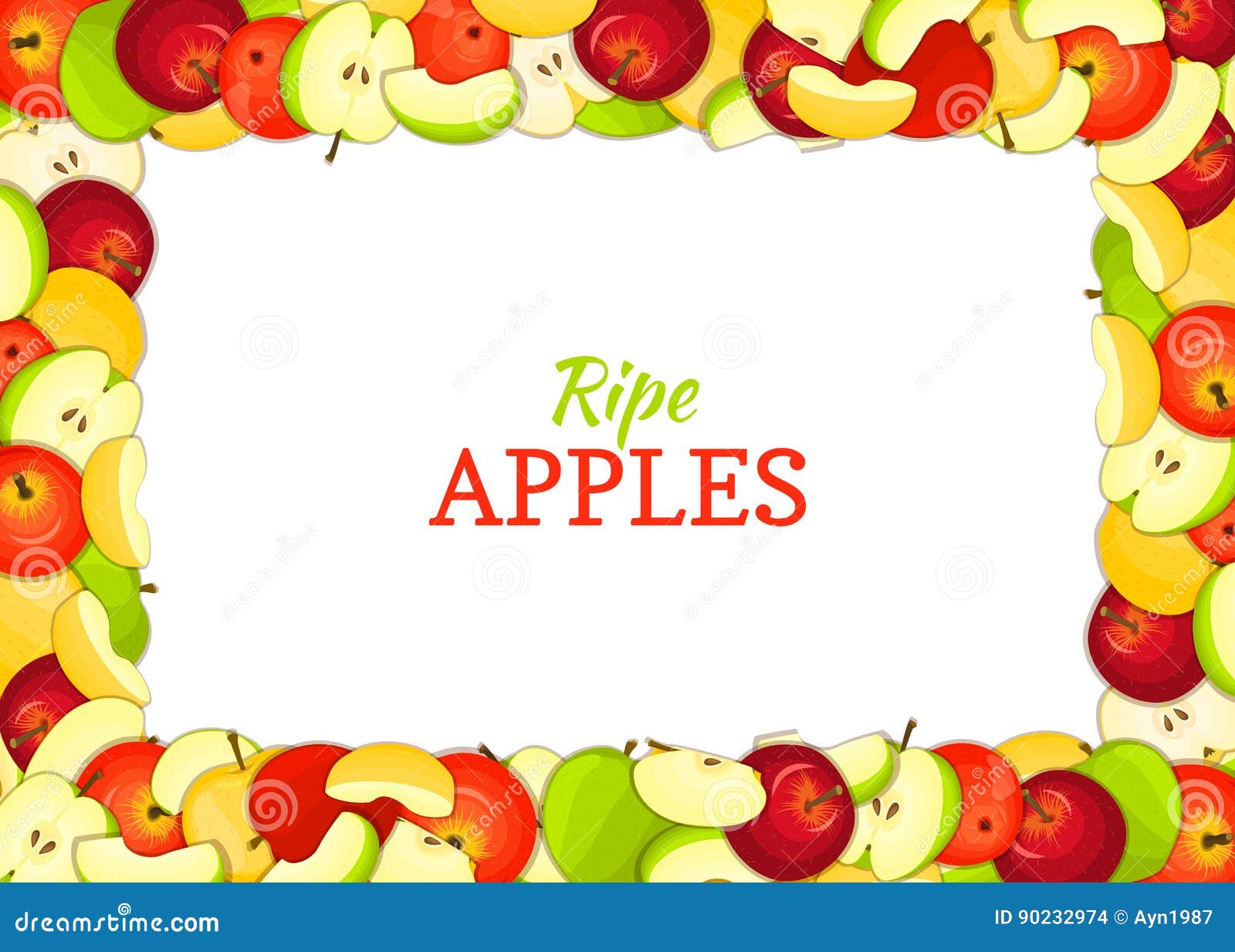 Horizontal Rectangle Colored Frame Composed of Delicious Apples Fruit ...