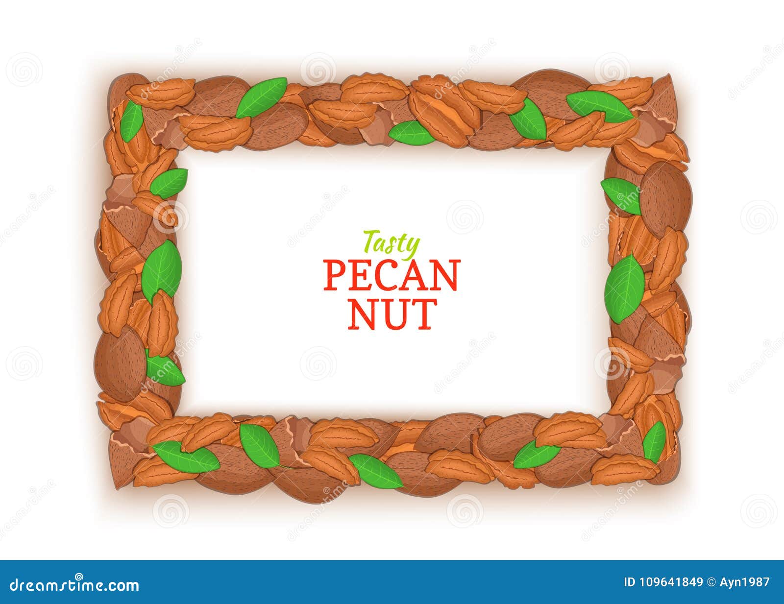 Horizontal Rectangle Colored Frame Composed of Delicious of Pecan Nut ...