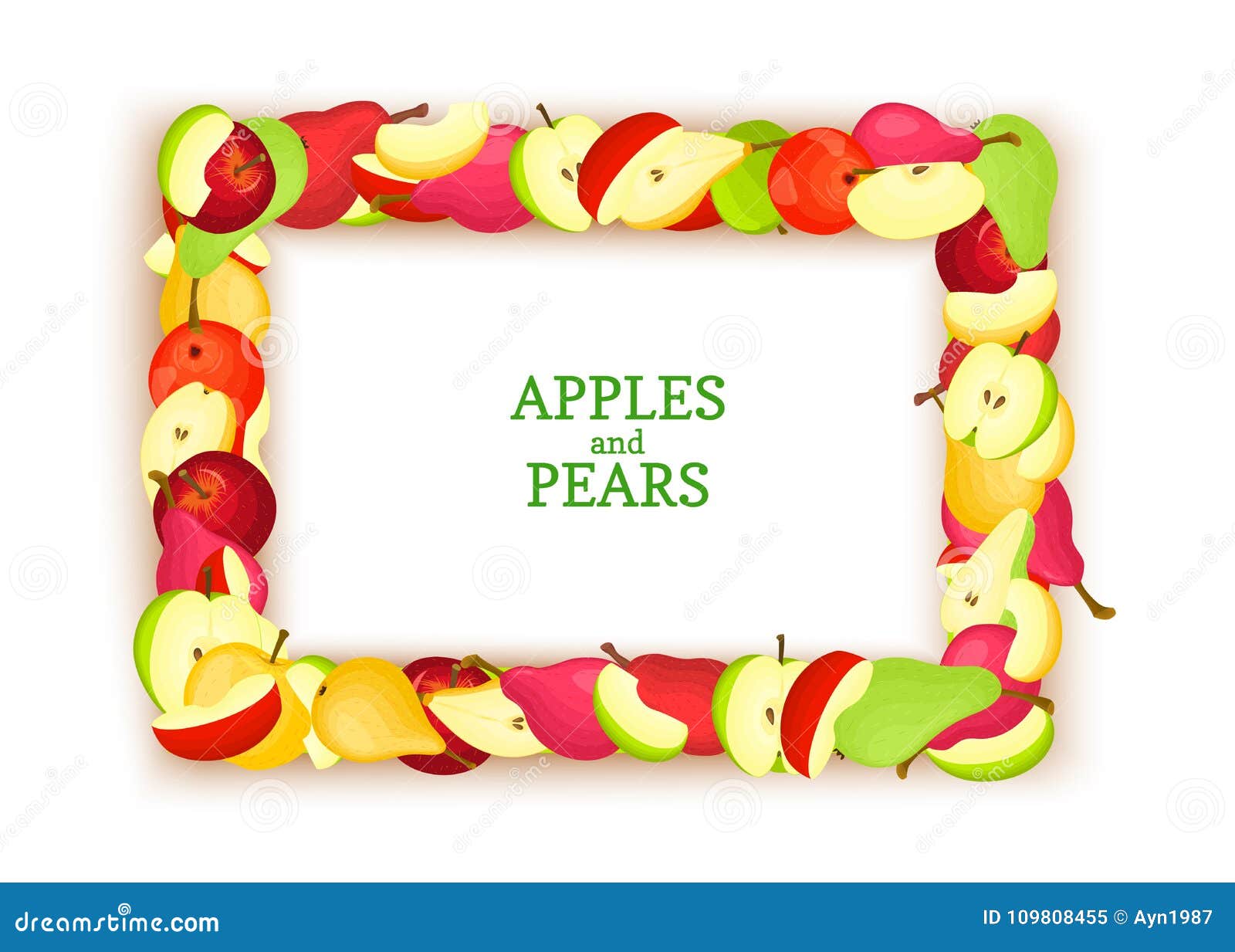 Horizontal Rectangle Colored Frame Composed of Pear Apple Fruit. Vector ...