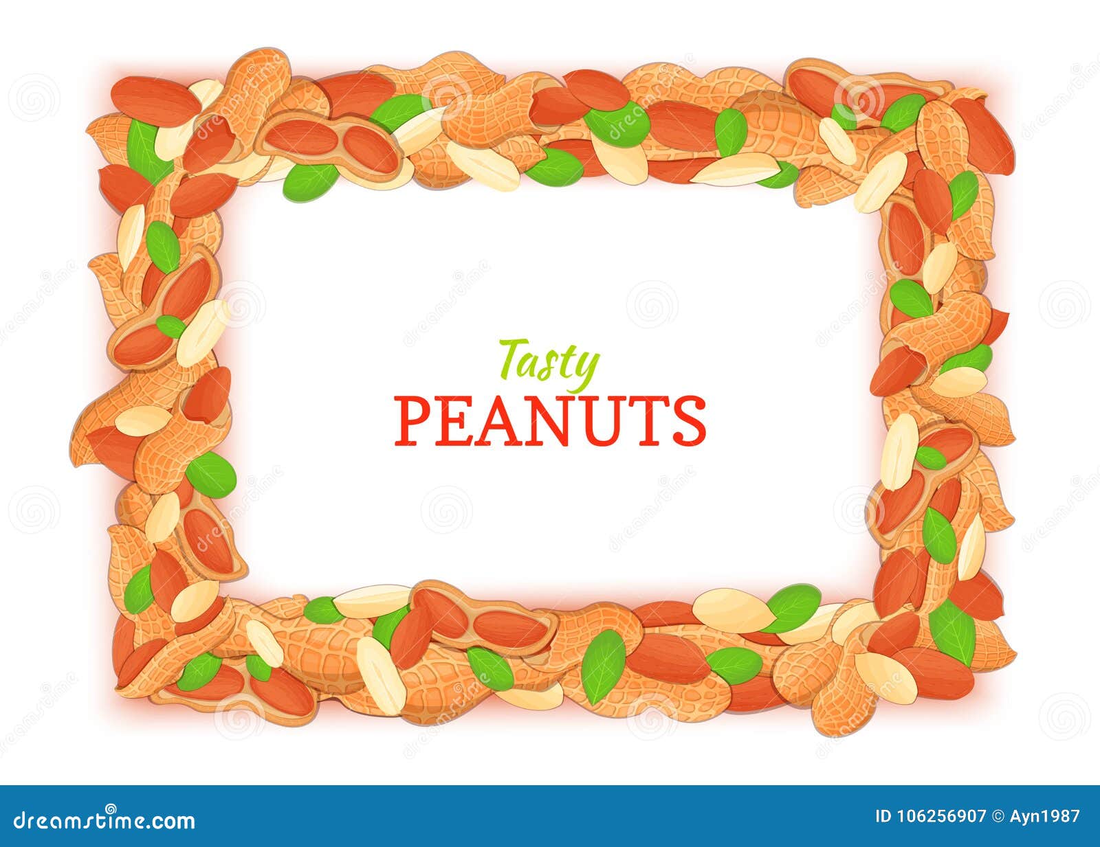 Horizontal Rectangle Frame Composed of Delicious Peanut. Vector Card ...
