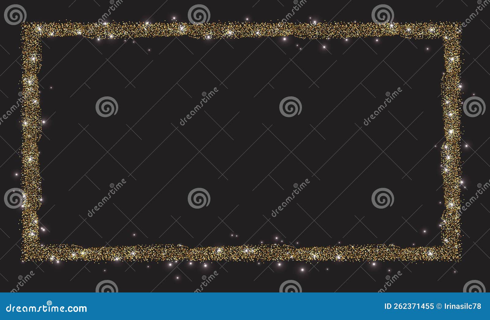 Horizontal Rectangle Glitter Golden Frame Stock Vector - Illustration ...