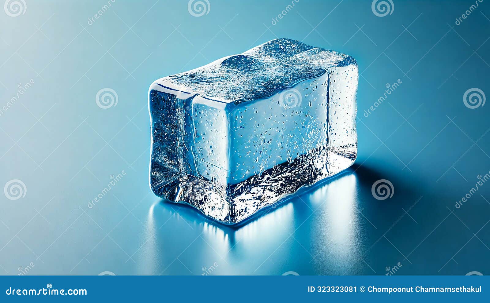 Horizontal Rectangular Block of Ice on a Blue Background Stock ...