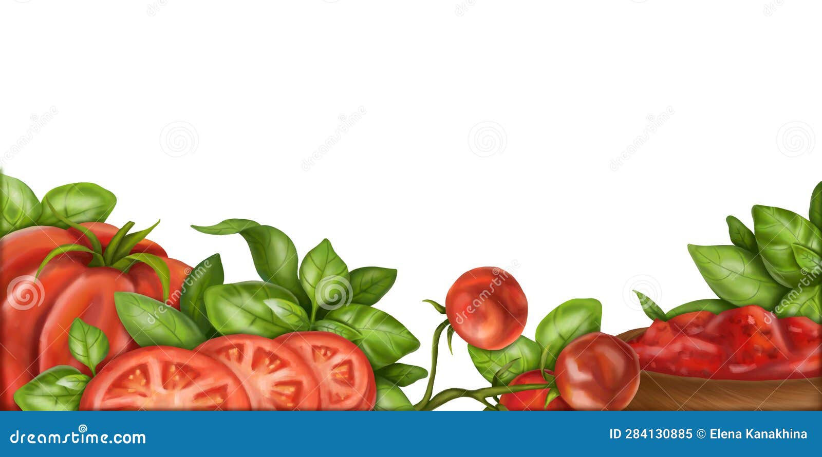Horizontal Rectangular Border, Frame of Red Ripe Tomatoes of Different ...