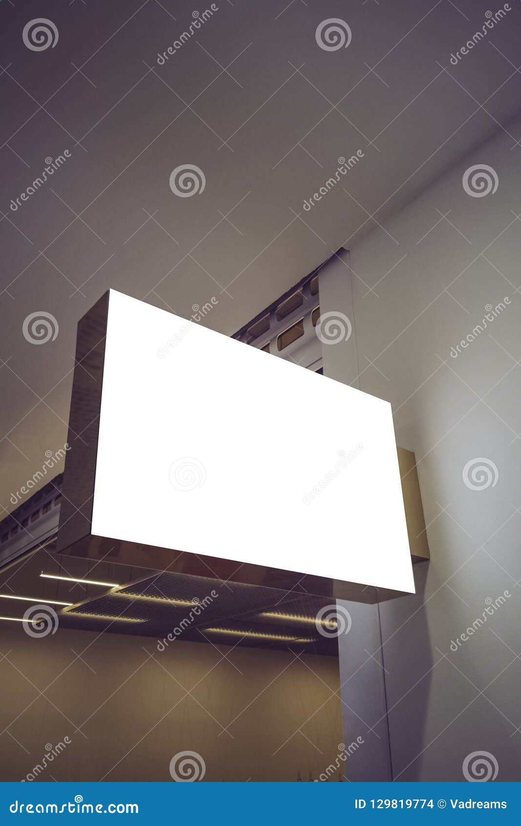 Horizontal Rectangular White Empty Signage Mock Up of Store, Shop in ...