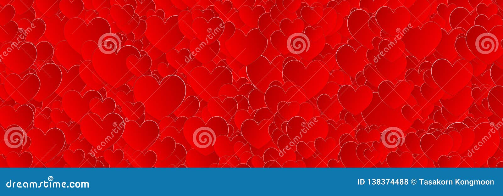 Horizontal Red Hearts Background for Valentine and Design Stock ...