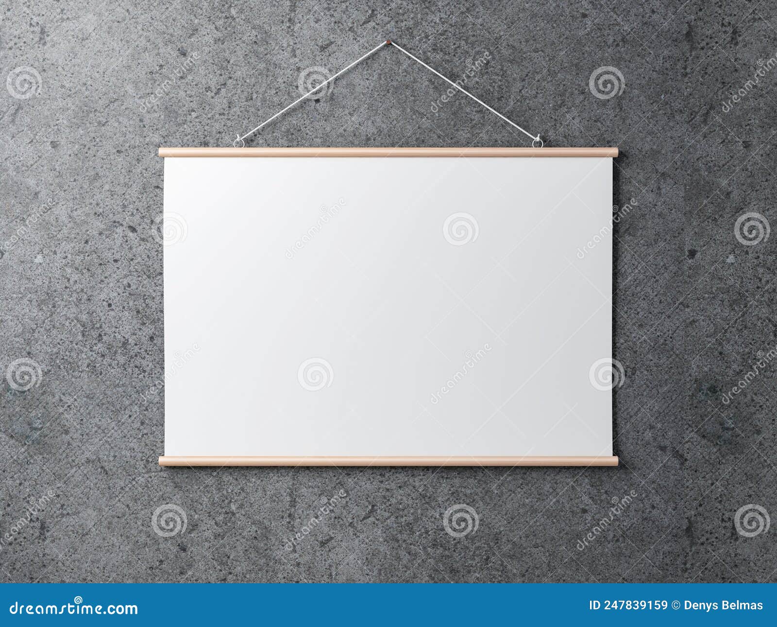 Horizontal Roll Up Poster Mockup, Pull Down Chart, Projection Screen ...