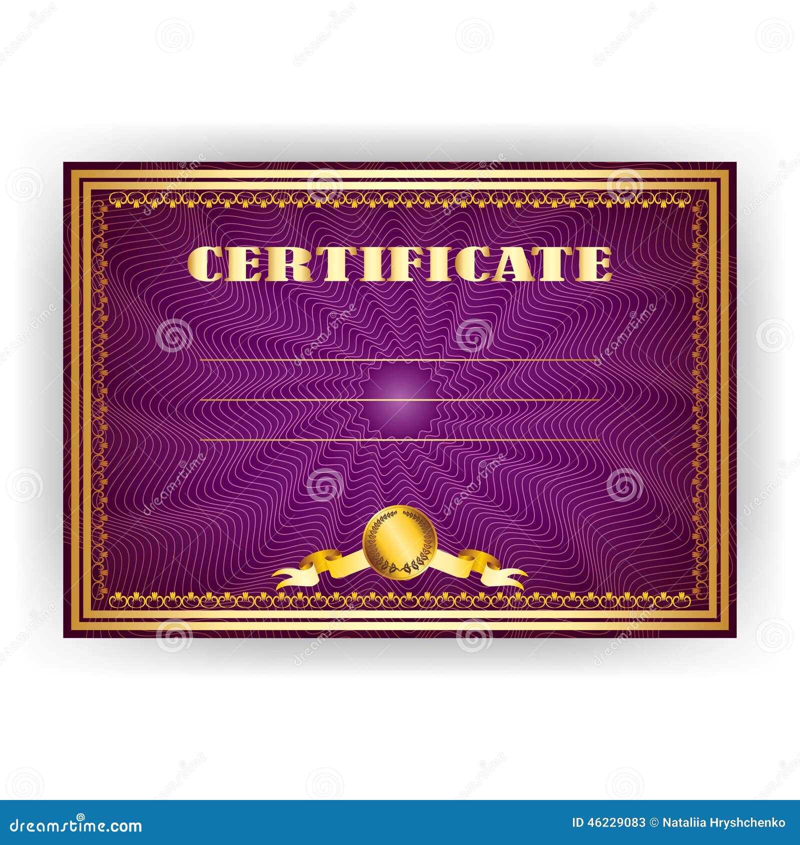 Horizontal Royal Certificate with Lace Pattern Stock Illustration ...