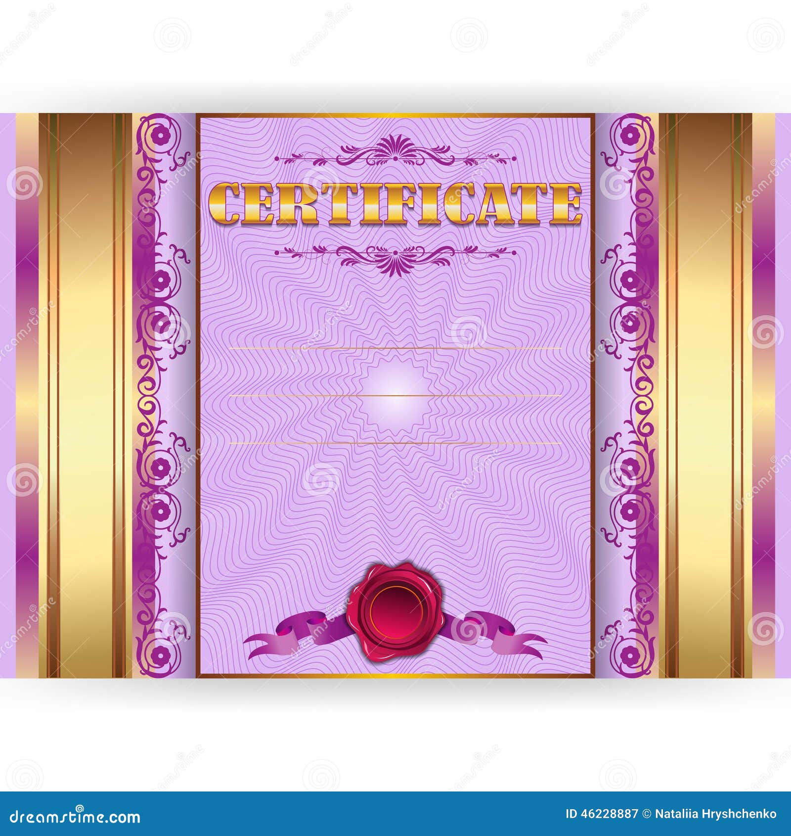 Horizontal Royal Gold Certificate With Lace Ornate Royalty-Free Stock ...