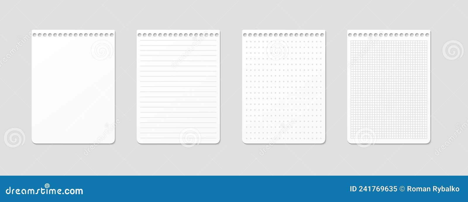 Horizontal Ruled, Lined, Gridded, Checkered Grid, Dotted And Empty ...