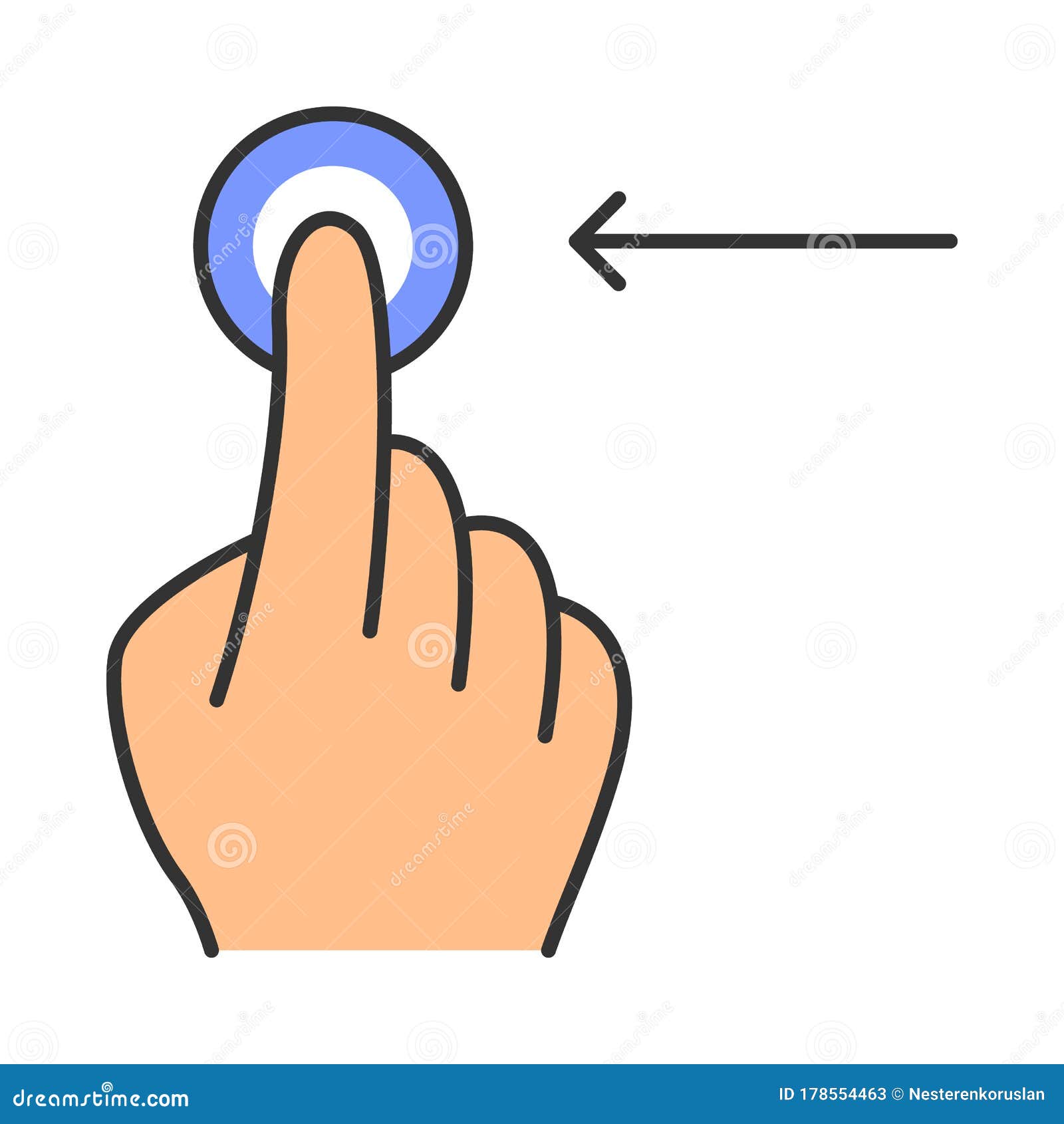 Horizontal Scroll Left Gesturing Color Icon Stock Vector - Illustration ...