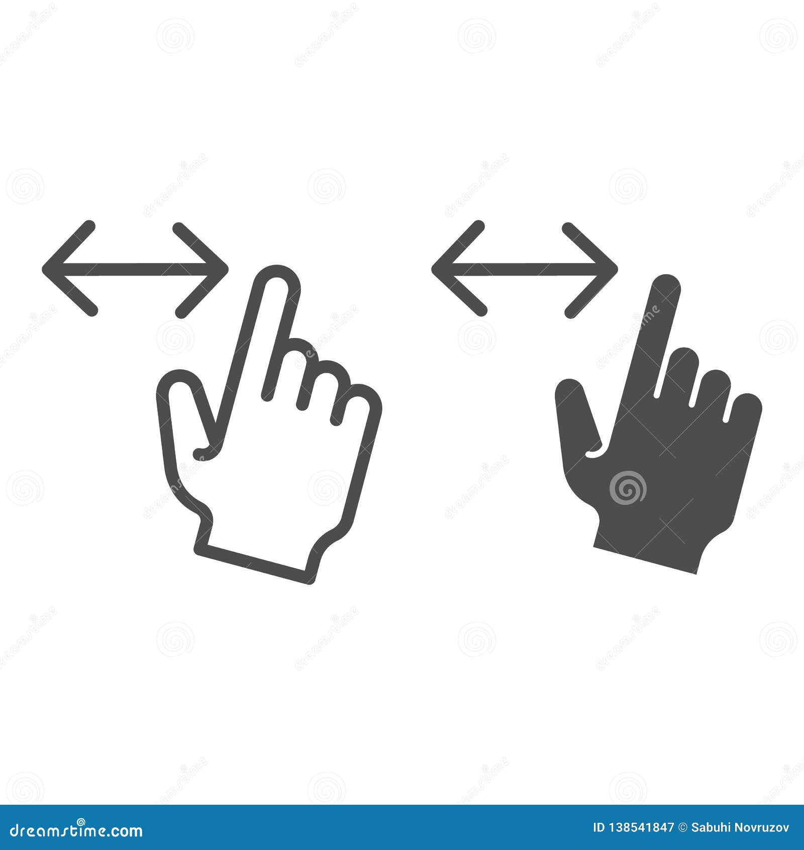 Horizontal Scroll Line and Glyph Icon. Resize by Width Vector ...