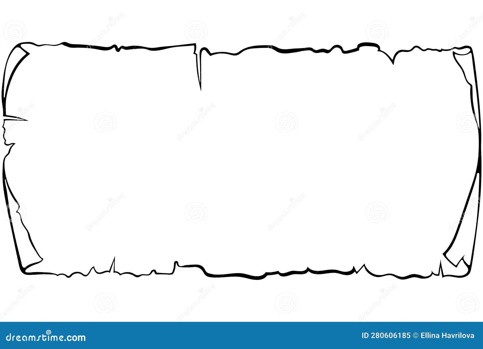 Horizontal Scroll Paper Line Art Stock Vector - Illustration of ...