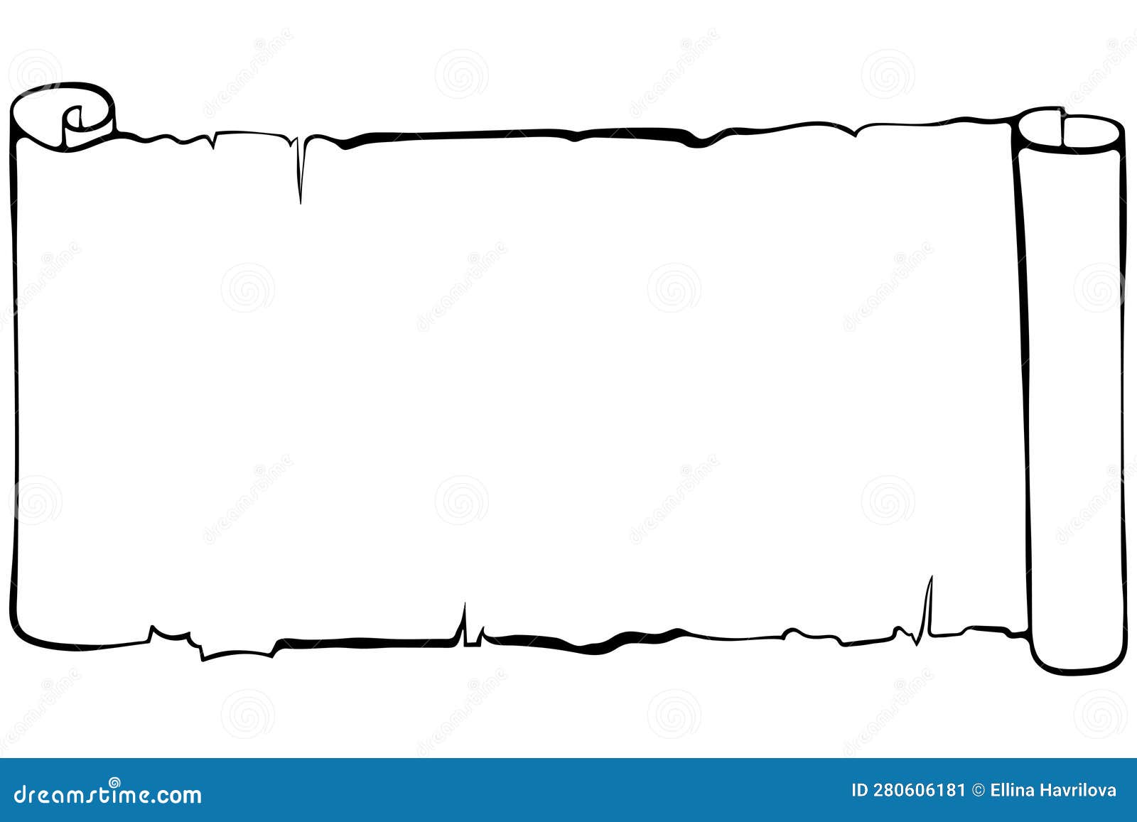 Horizontal Scroll Paper Line Art Stock Vector - Illustration of vintage ...