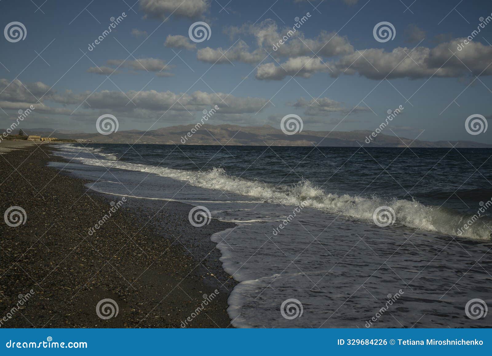 Horizontal Sea View with Waves from Crete Island Stock Photo - Image of ...