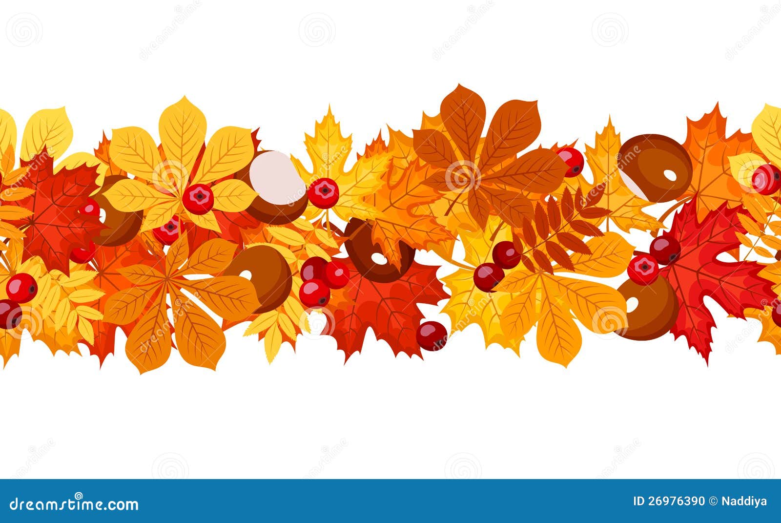 Horizontal Seamless Background with Autumn Leaves. Stock Vector ...