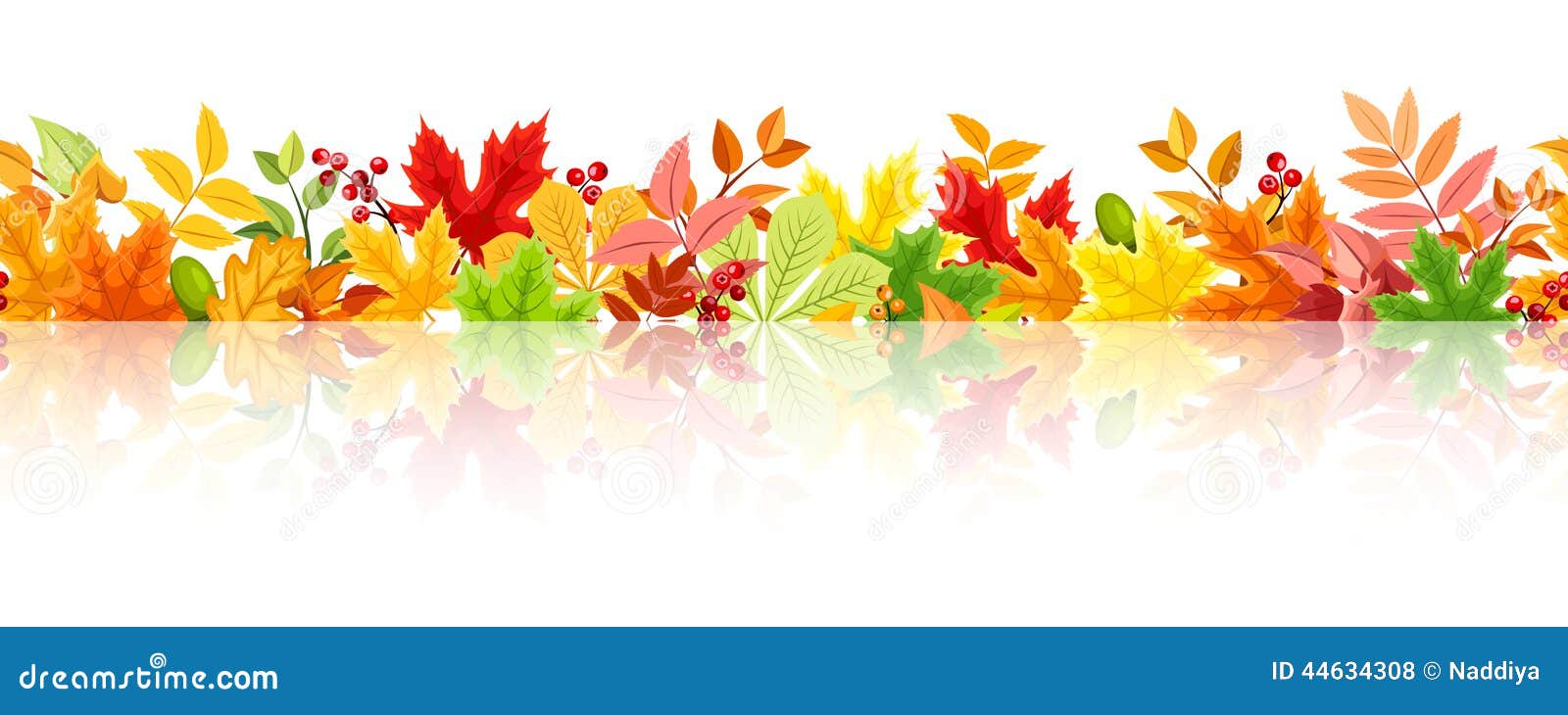 Horizontal Seamless Background with Colorful Autumn Leaves. Vector Eps ...