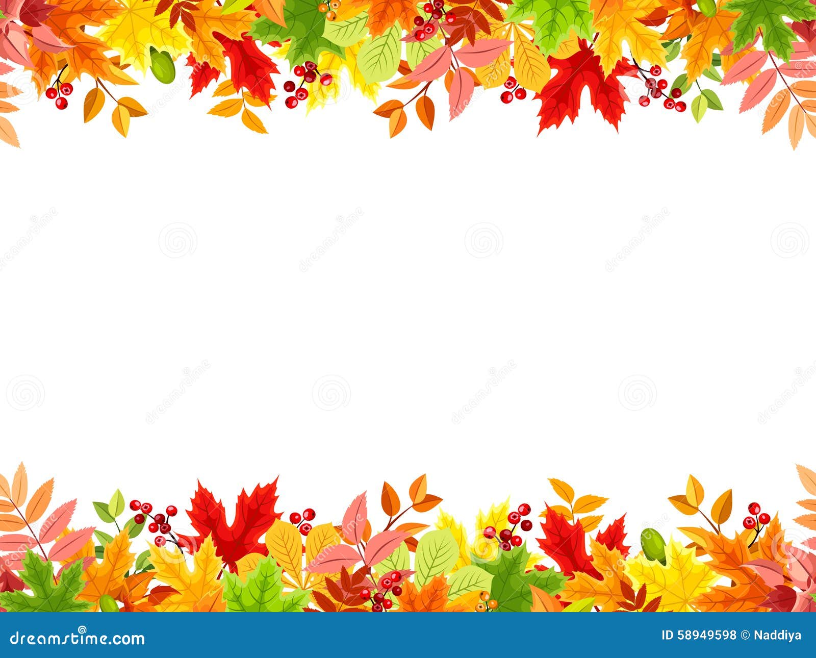 Horizontal Seamless Background with Colorful Autumn Leaves. Vector ...