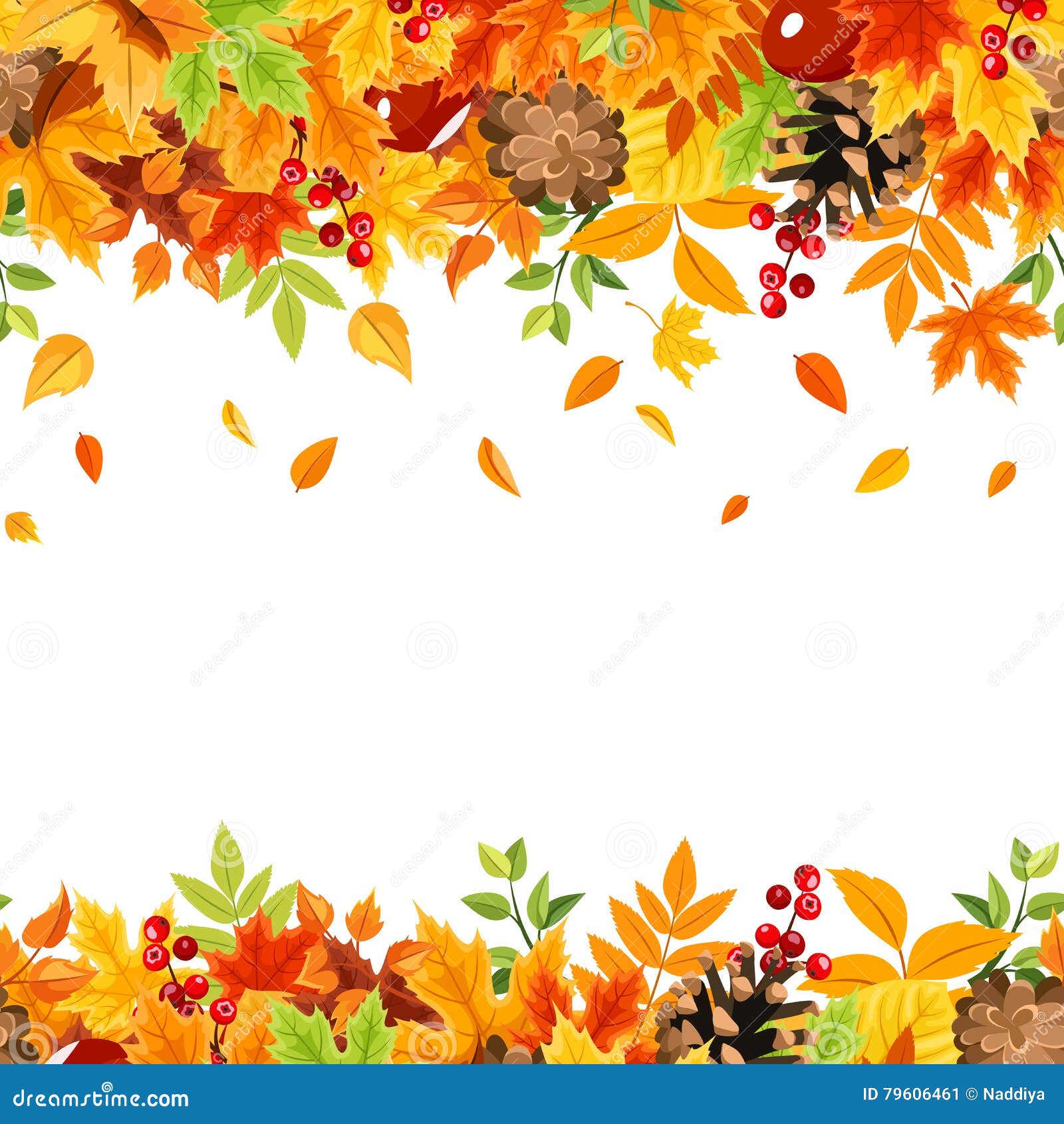 Horizontal Seamless Background with Colorful Falling Autumn Leaves ...