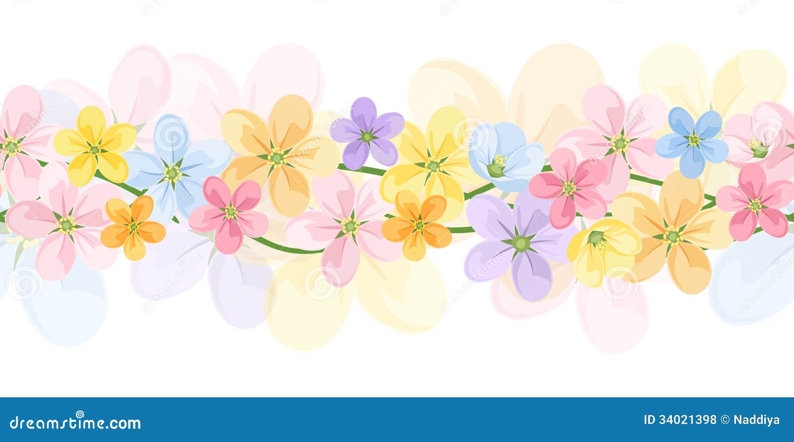 Horizontal Seamless Background With Colorful Flowe Royalty Free Stock ...
