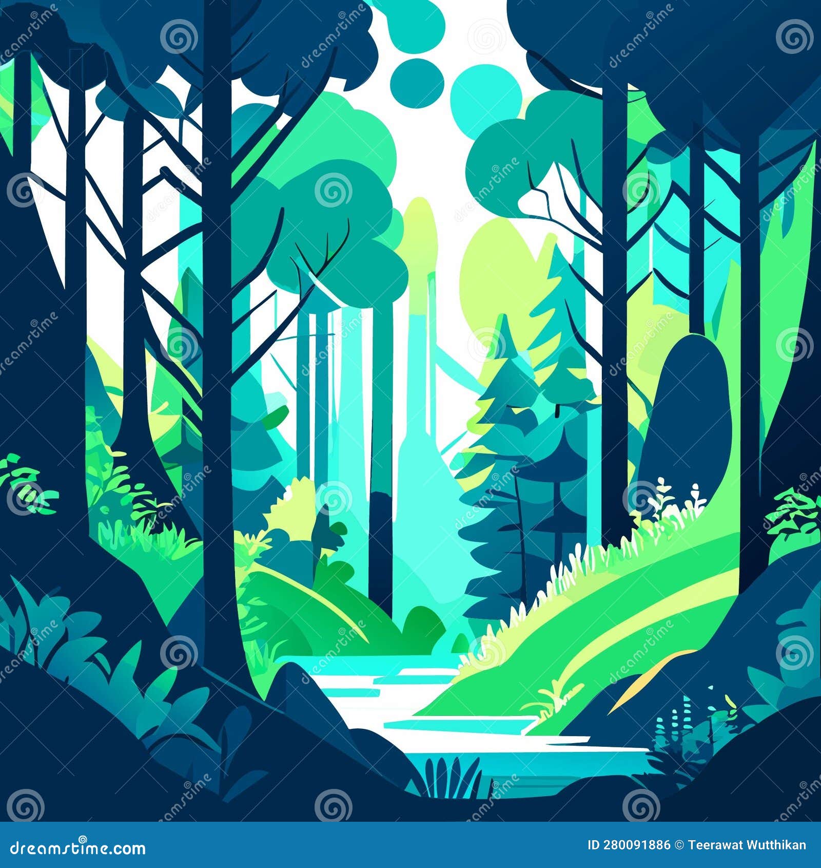 Horizontal Seamless Background with Forest Stock Vector - Illustration ...