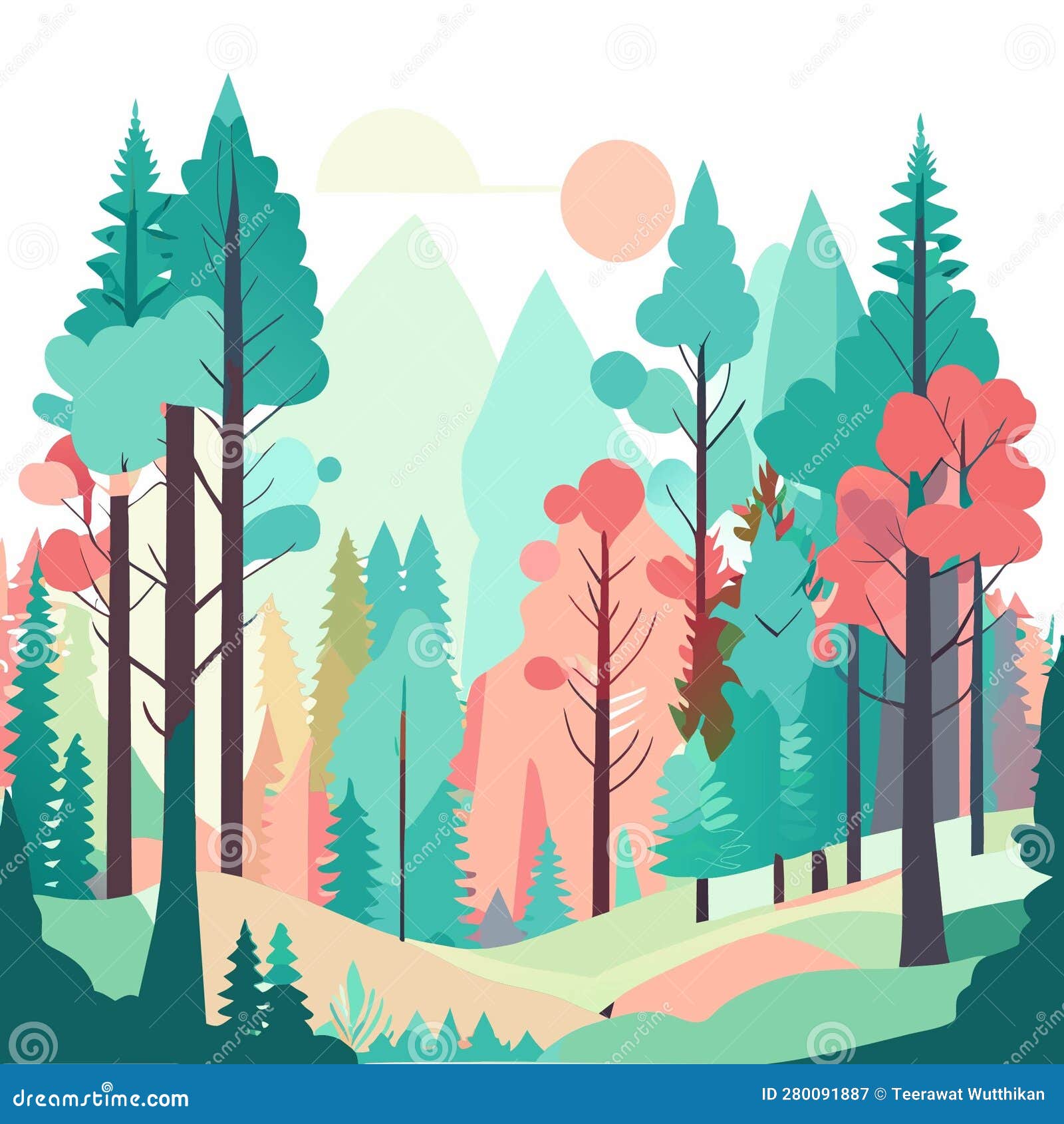 Horizontal Seamless Background with Forest Stock Vector - Illustration ...
