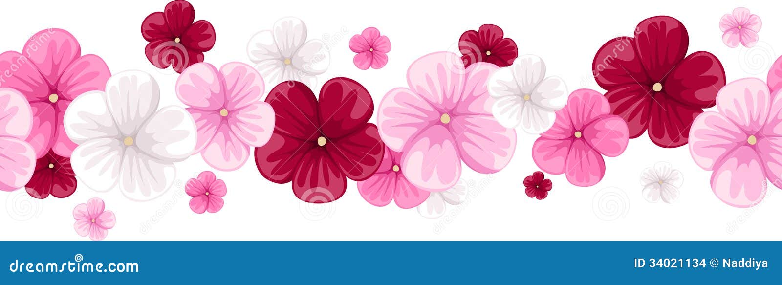 Horizontal Seamless Background with Mallow Flowers Stock Vector ...