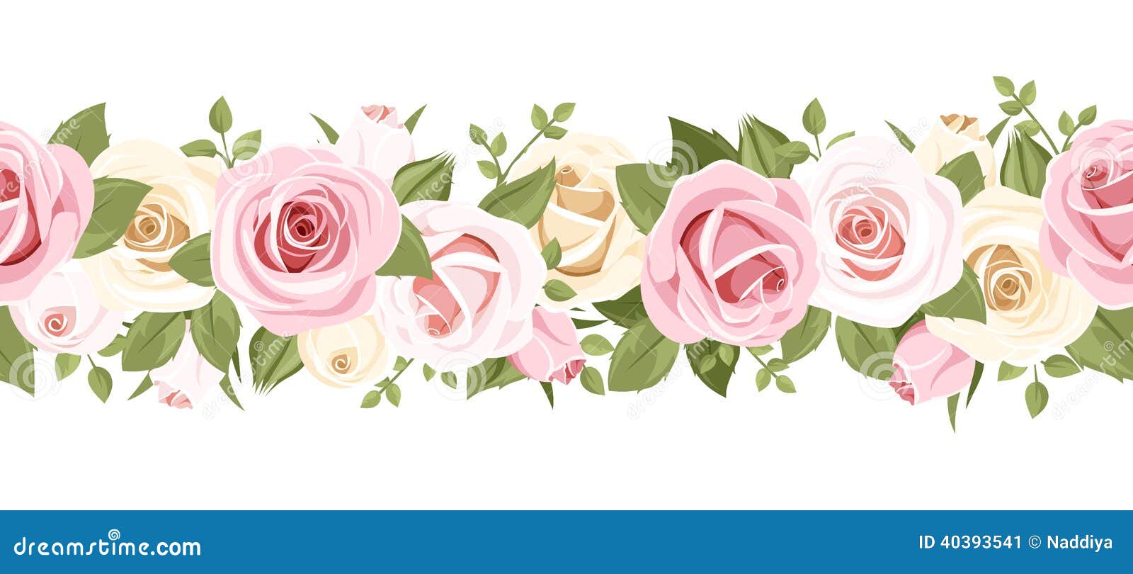 Horizontal Seamless Background with Pink Roses. Vector Illustration ...