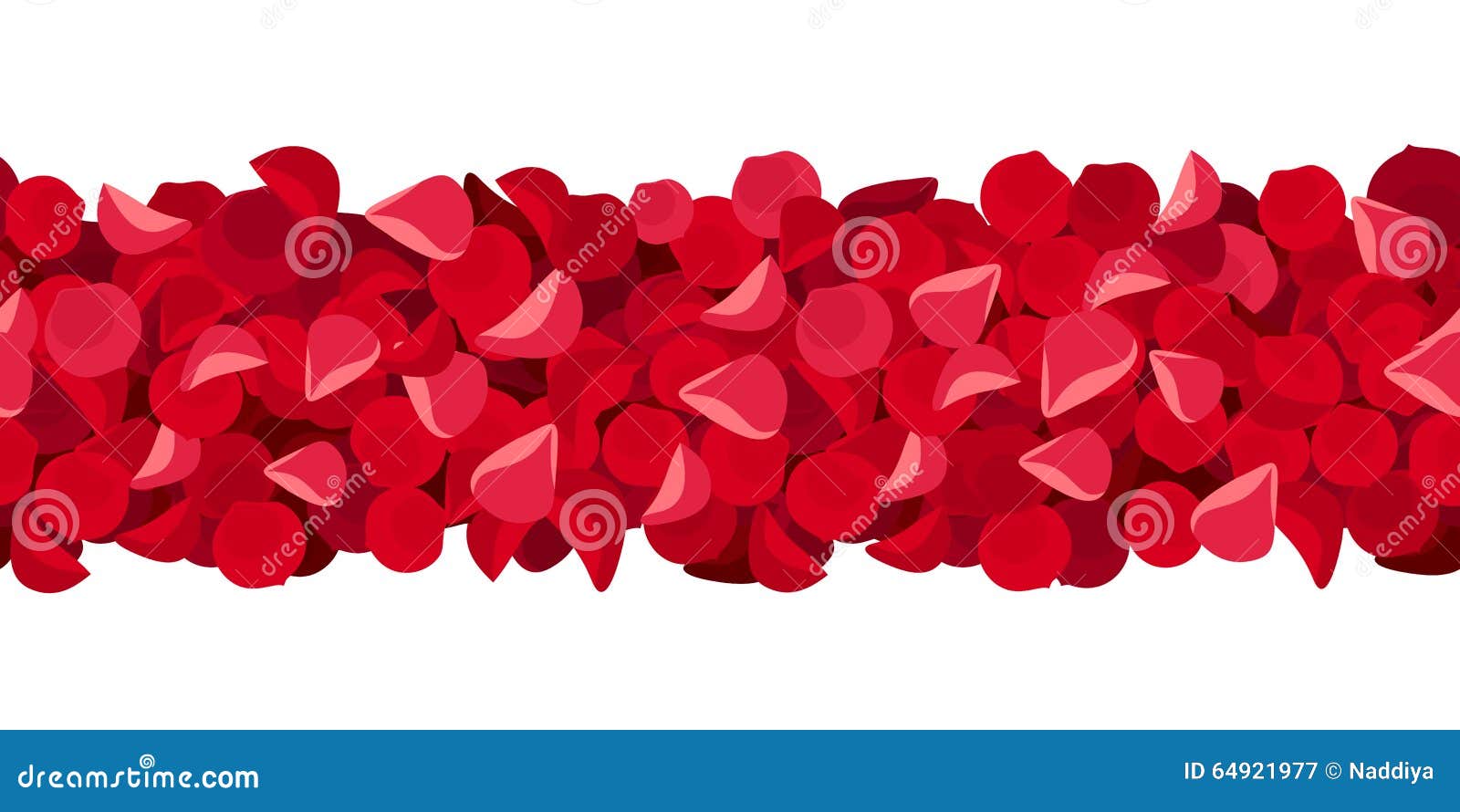 Horizontal Seamless Background with Red Rose Petals. Vector ...