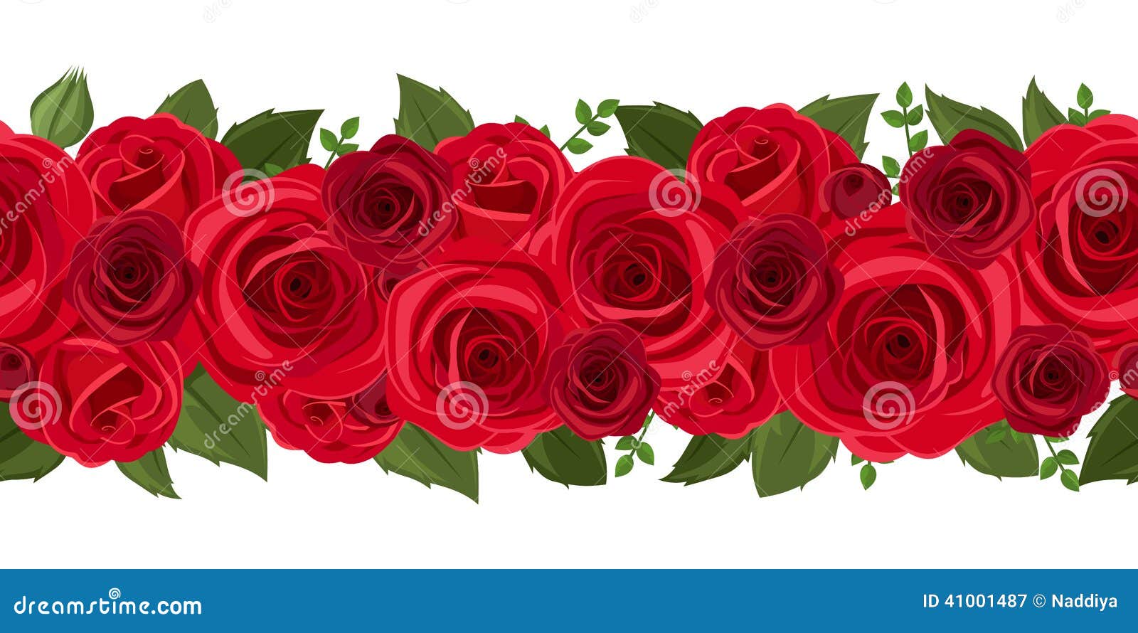 Horizontal Seamless Background With Red Roses. Vector Illustration ...
