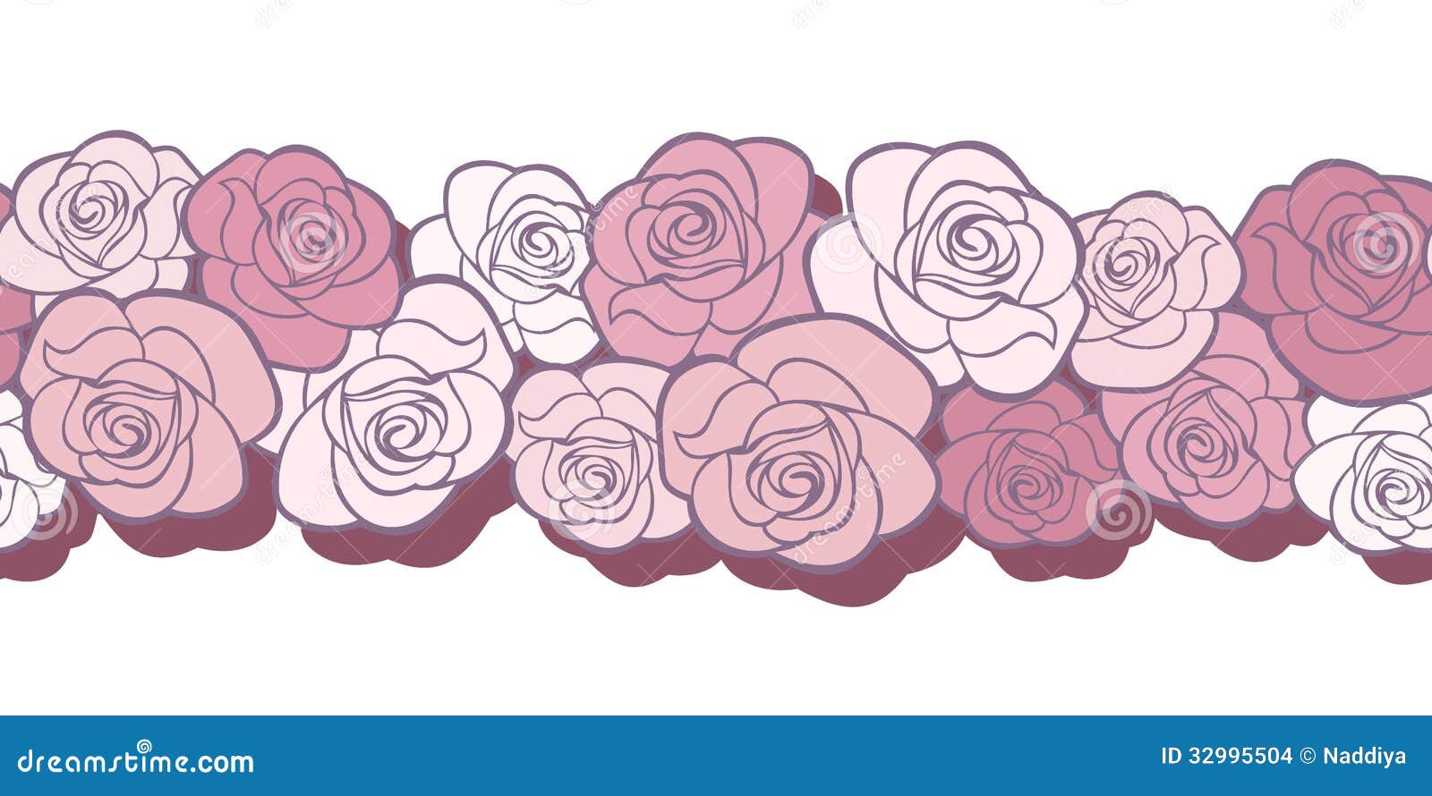 Horizontal Seamless Background with Roses. Stock Vector - Illustration ...